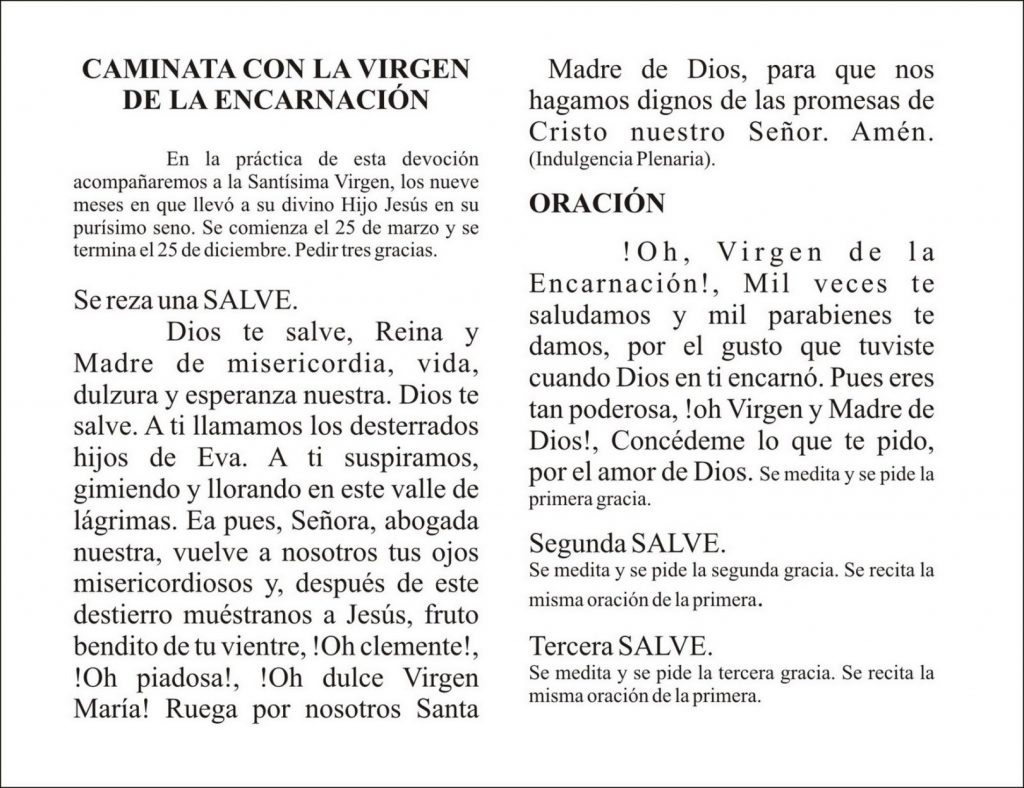 Oración a la Virgen de la encarnación