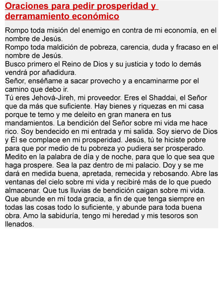 Oración poderosa para recibir abundancia financiera sin pedirlo